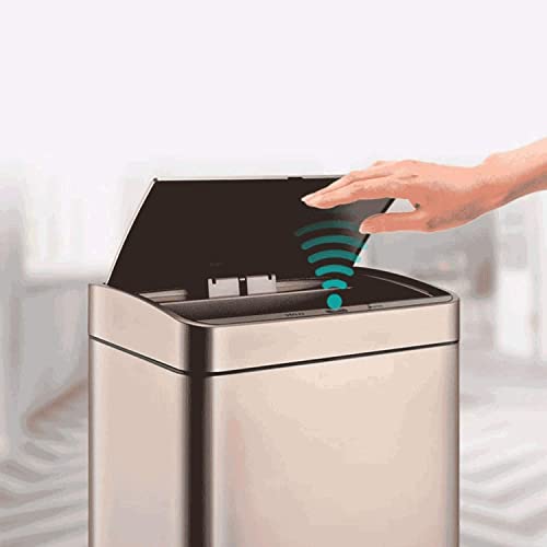 YIRENZUI 12 Liter Intelligent Trash Can Smart Sensor Recharge Dustbin Automatic Sensor Electric Waste Bin Home Rubbish Can for Bathroom Kitchen Garbage Ideal opening speed, away from bacteria and viru