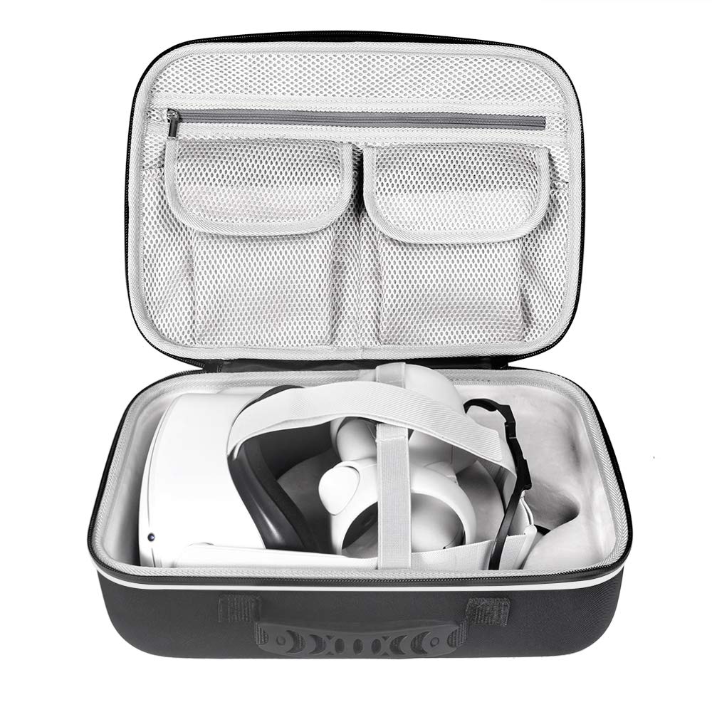 MASiKEN All-IN-One Accessories Bundle Compatible For Meta/Oculus Quest 2 - Head Strap,Face Cushion,Controller Covers,Lens Spacer Enhance Comfort, Crossbody Carrier Case Travel Kit