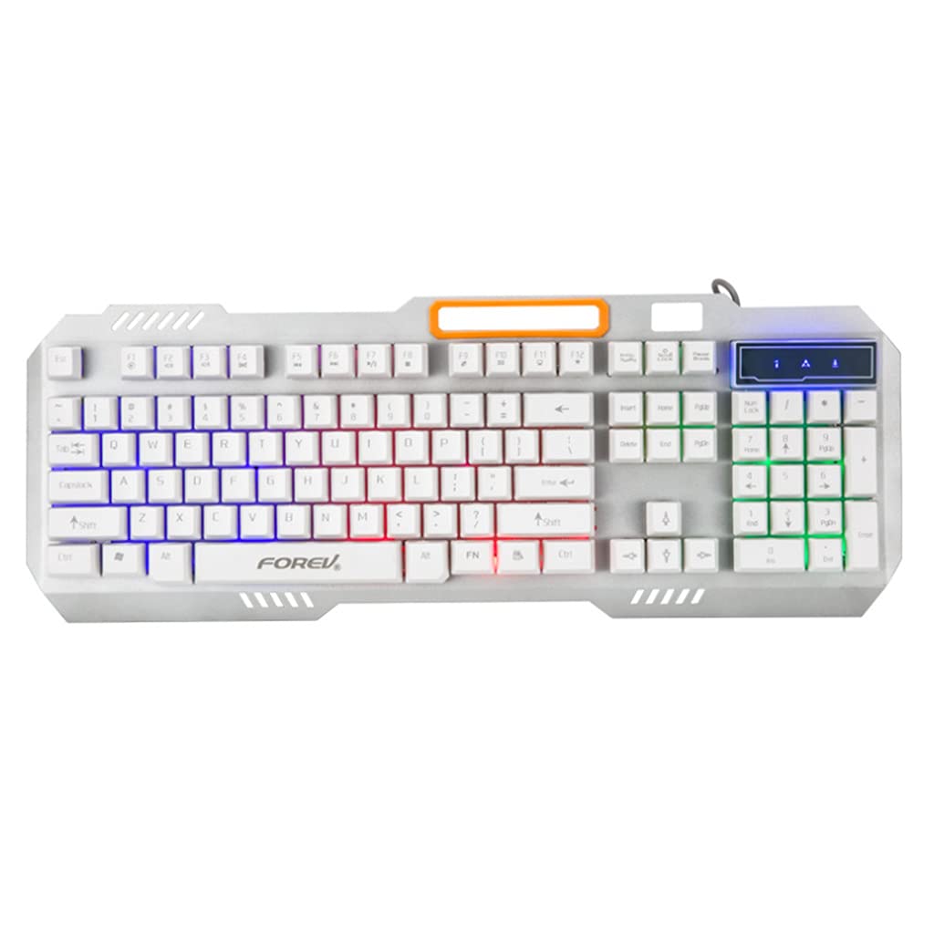 unband USB Wired Mechanical Gaming Keyboard 104Keys RGB Backlit Keyboard with Hand Rest Phone Hoder for PC Gamers (Color : White)