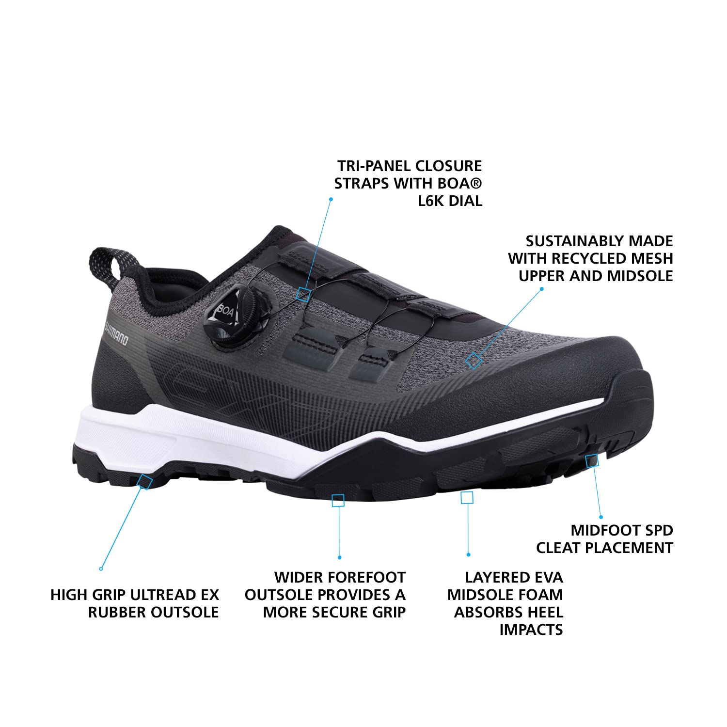 SHIMANO SH-EX700 Men’s Gravel Touring Shoe, Black, 12-12.5 Men (EU 48)