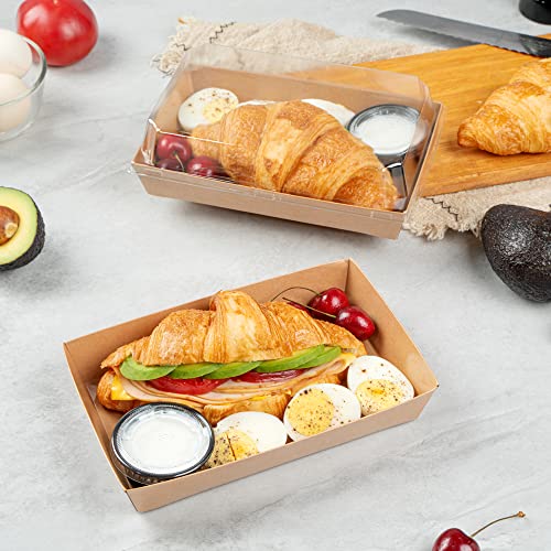 Restaurantware Matsuri Vision 8 x 5 x 1.5 Inch Medium Sushi Trays 100 Greaseproof Sushi Packaging Boxes - Lids Sold Separately Disposable Kraft Paper Sushi Containers For Entrees Or Desserts