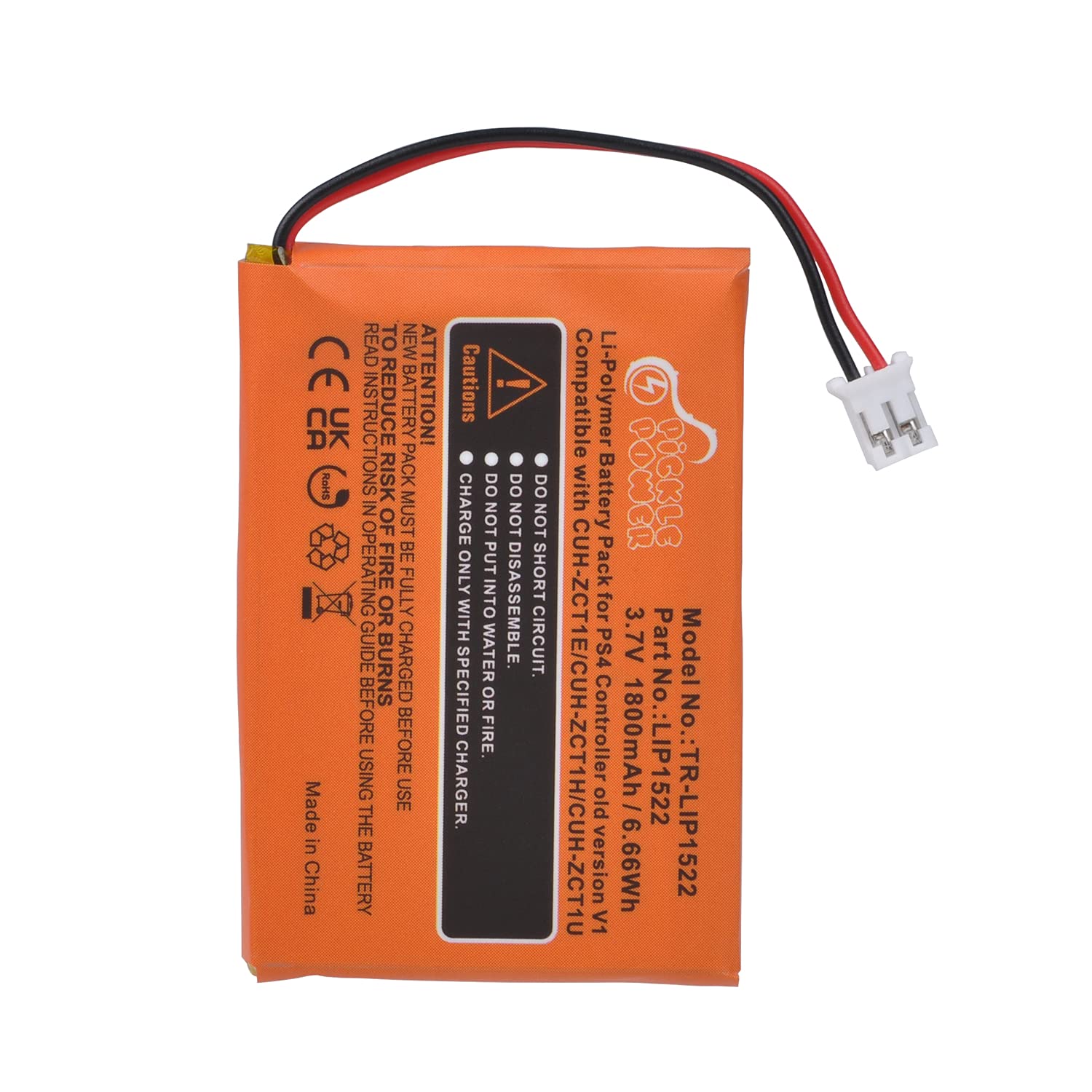 LIP1522 PS4 Controller Battery,Pickle Power 2 Pack 1800mAh Playstation 4 Controller Battery for Sony PS4 DualShock CUH-ZCT1 Series with Big Plug