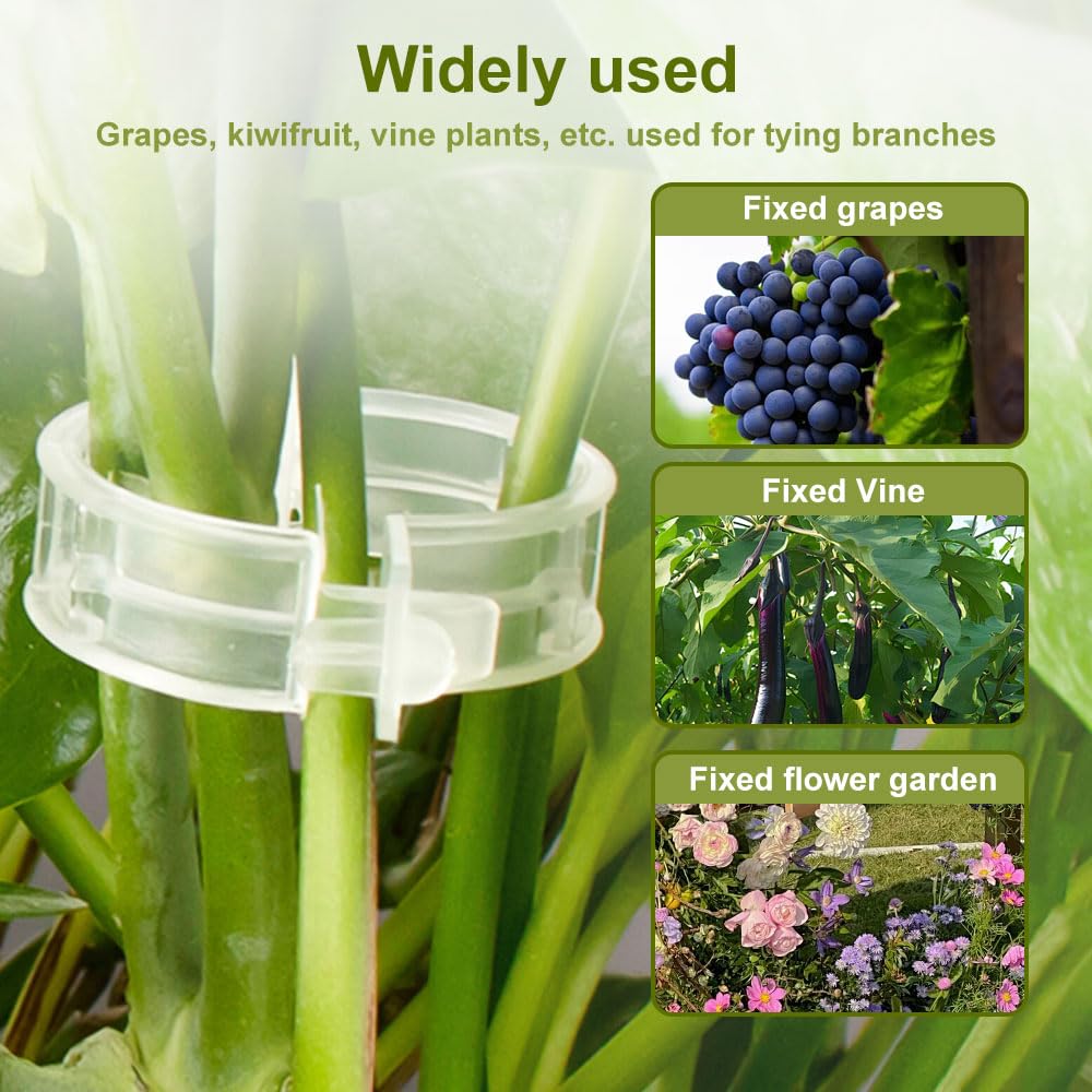 Secured Plastic Plant Clip, 2024 New Plant Fixing Clips for Climbing Plants Plastic Support, Small Plastic Clip Tomato Trellis Clips for Garden Vine Plant Vegetables Tomato (white-100 pcs)