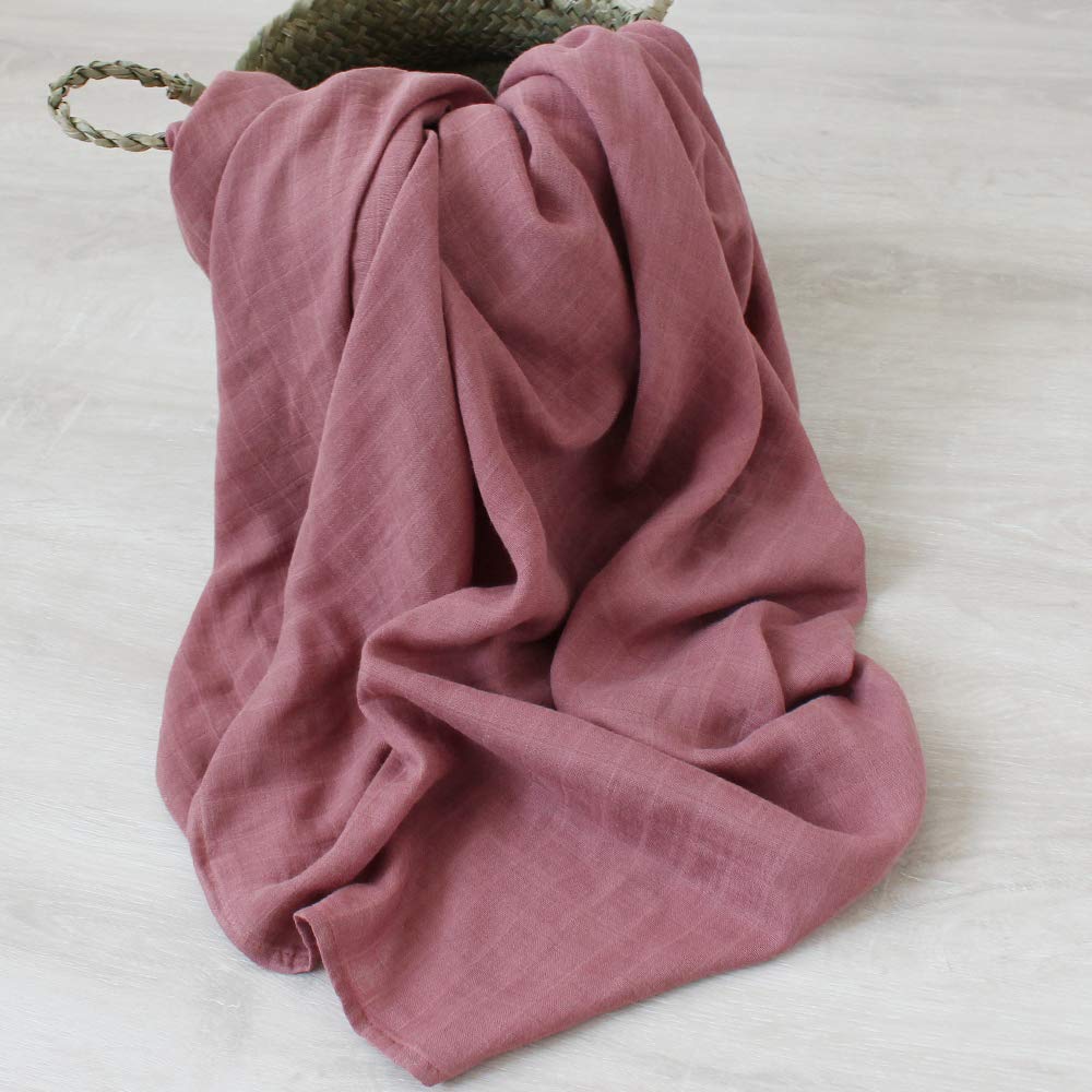 LifeTree Muslin Swaddle Blankets, Soft Solid 4 Pack Baby Swaddle Blankets Muslin Receiving Blanket Wrap for Boys & Girls, Large 47 x 47 inches, Earthy Rust Color Baby Swaddling