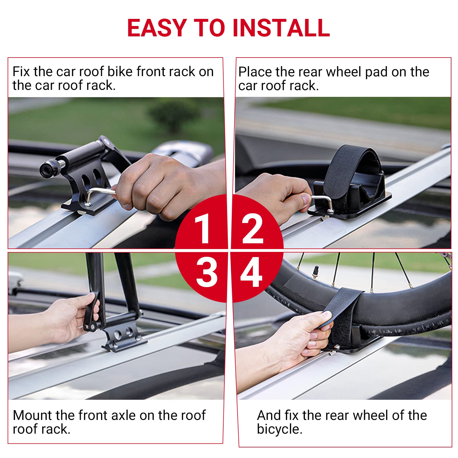 Partol Bike Block Fork Mount Universal Quick Release Fork Block Mounts Bike Rack Carrier Aluminum Alloy Bicycle Car Roof Mount Rack for Vehicles/Truck/Pickup/Trailer/Vans (Black, 2 Pack)