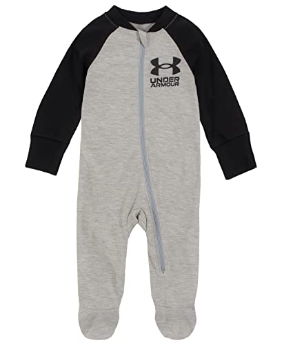Under Armour Baby Boys Footie, Zip-up Closure, Logo & Printed Designs Coverall, Mod Gray Raglan, 0-3 Months US