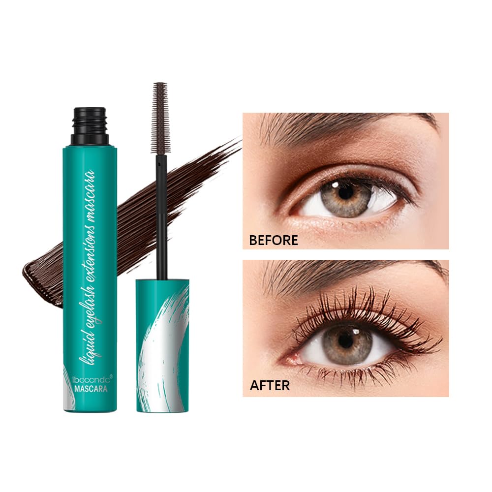 Mascara Black Volume and Length - Waterproof, Smudge-proof, No Flaking or Clumping, Liquid Lash Extension Brown Mascara for Stunning Eyes (Black)