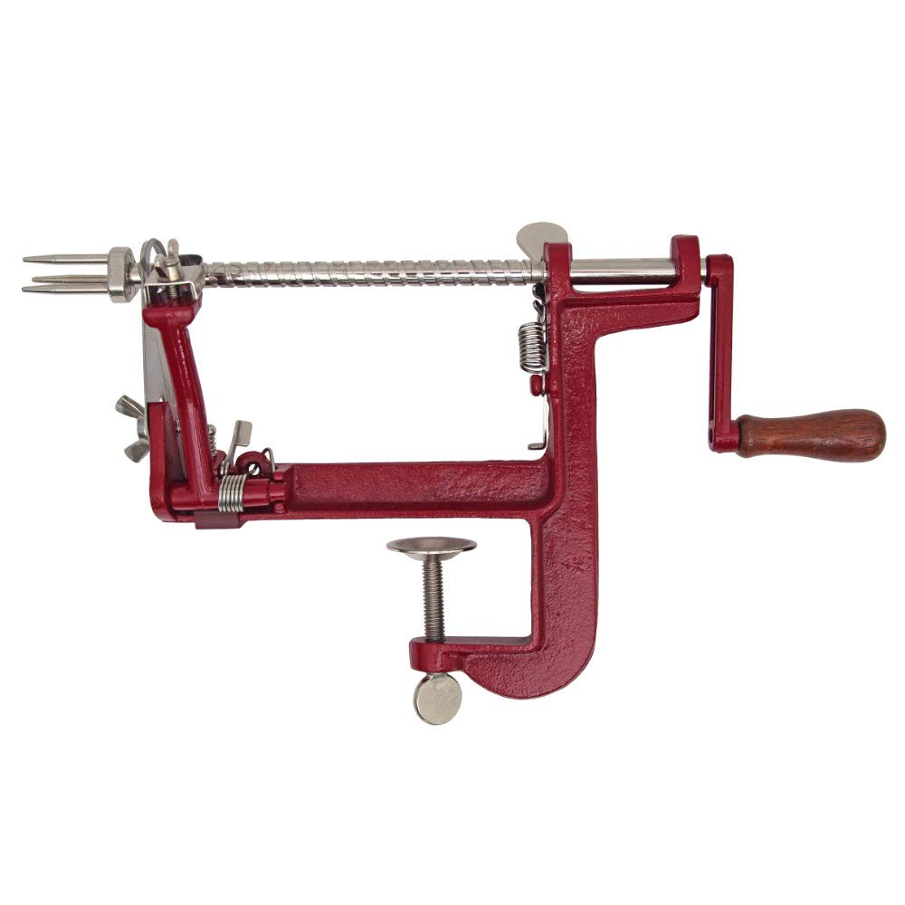 Johnny Apple Peeler, Heavy Duty Cast Iron Peeler with Stainless Steel Corer Slicer and Peeler Blades and a Strong Clamp Base, Apple Pie or Apple Crisp Maker