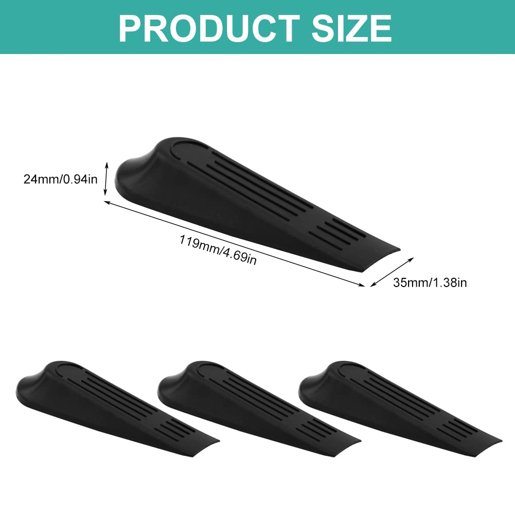 LOQJSS Soft Close Wedge, 5pcs Door Stoppers Rubber Stoppers Wedge for Carpet Heavy Duty Door, Bottom of on Tile(Black)