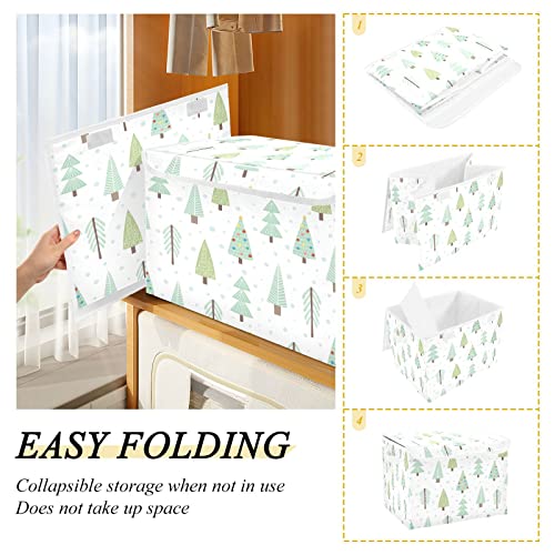 xigua Cute Christmas Tree Storage Bins with Lids Foldable Large Cube Storage Boxes with Handles for Home Bedroom Closet Office (16.5x12.6x11.8 in)#1