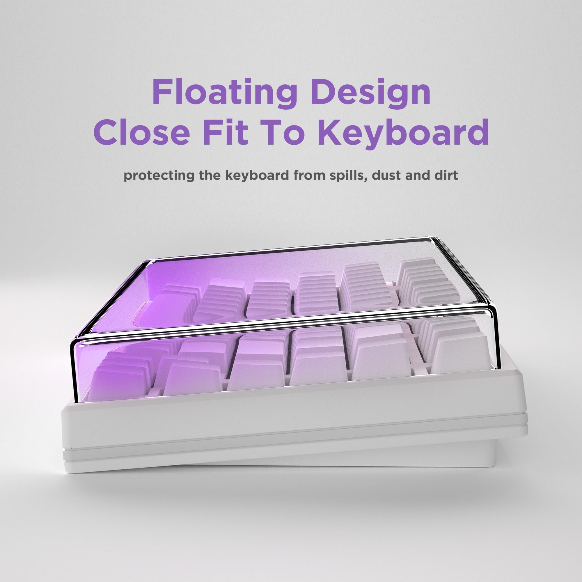 YUNZII Gradient Clear Acrylic Keyboard Cover Protector with Dustproof Waterproof Anti-hit Anti-cat Protective Case for 65%,75% Layout, 84 Key 98 Key Mechanical Keyboard (68-Key Size,Purple)