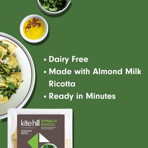 Kite Hill Spinach and Almond Milk Ricotta Ravioli Pasta, 9 Ounces, Dairy Free, Non-GMO, Vegan