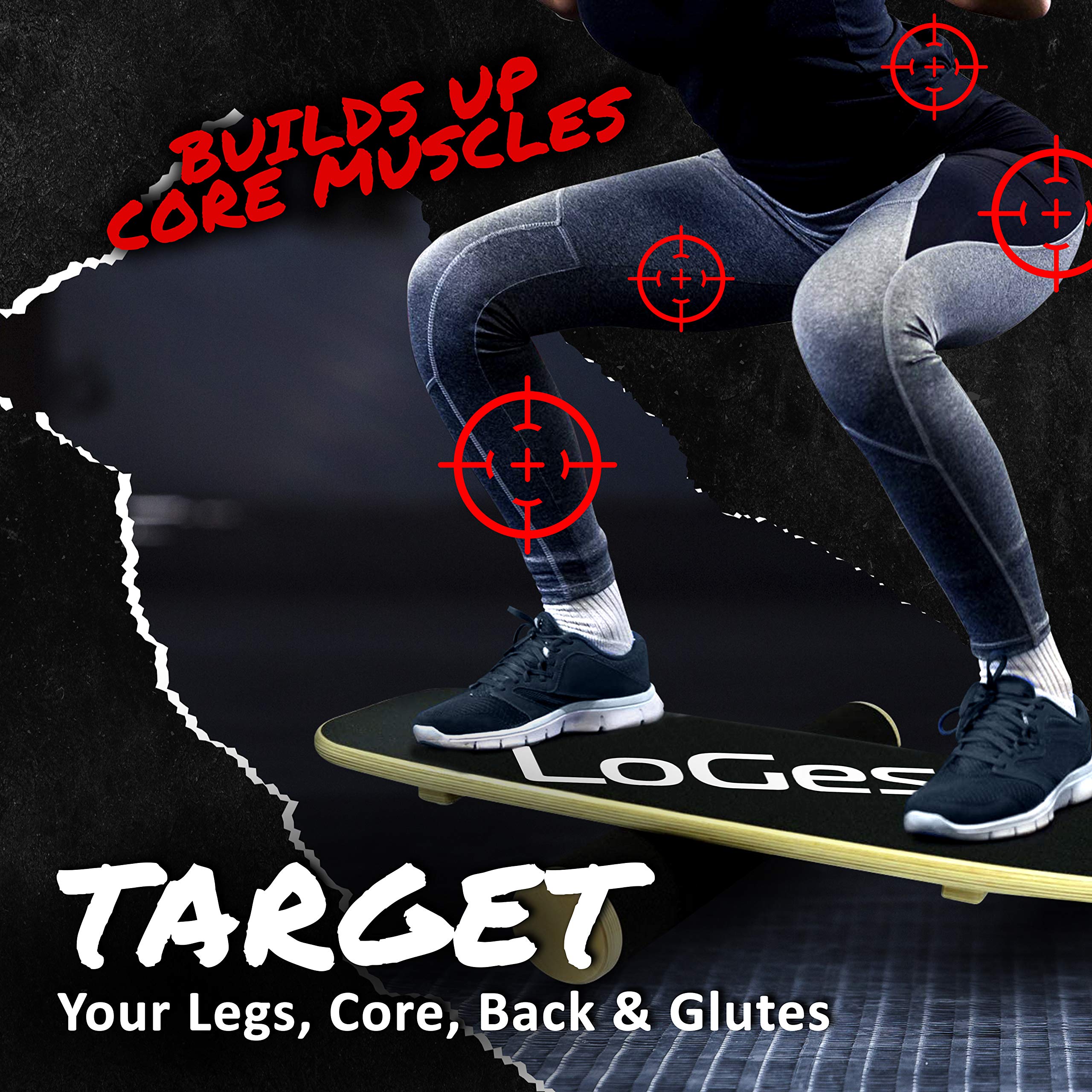 Logest Wood Balance Board Trainer - Balancing Roller Board for Hockey, Snowboard, Surf, Balance Trainer for Stability and Fitness Workout Board Core Trainer