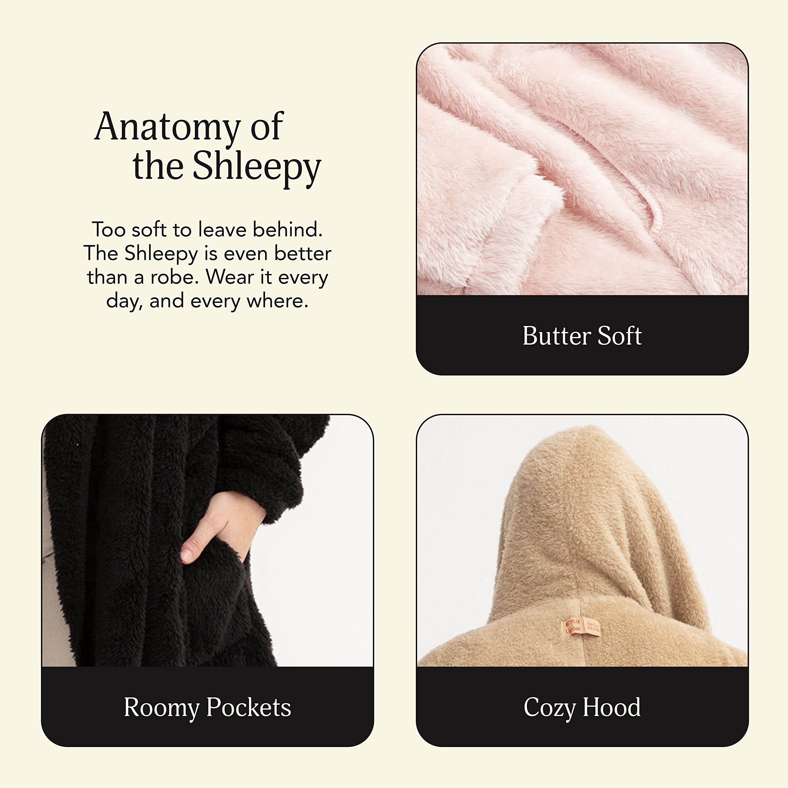 UnHide Shleepy Faux Fur Robe - Lightweight, Extra Soft, & Warm Wearable Blanket - Machine Washable - Night Owl - Plus Size