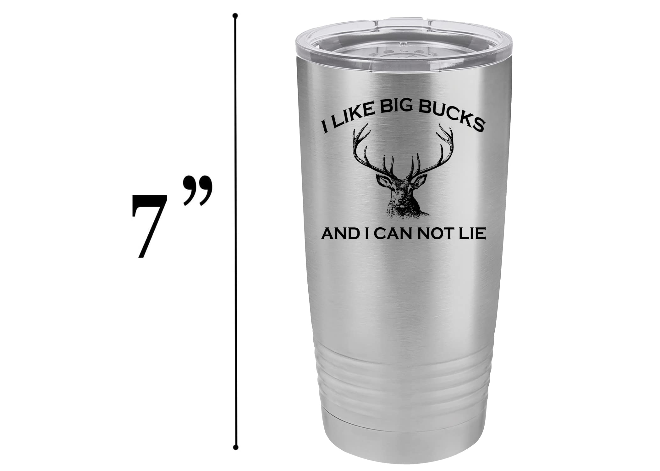 Rogue River Tactical Funny Hunting 20 Oz. Travel Tumbler Mug Cup w/Lid Vacuum Insulated Hot or Cold I Like Big Bucks Hunter Gift
