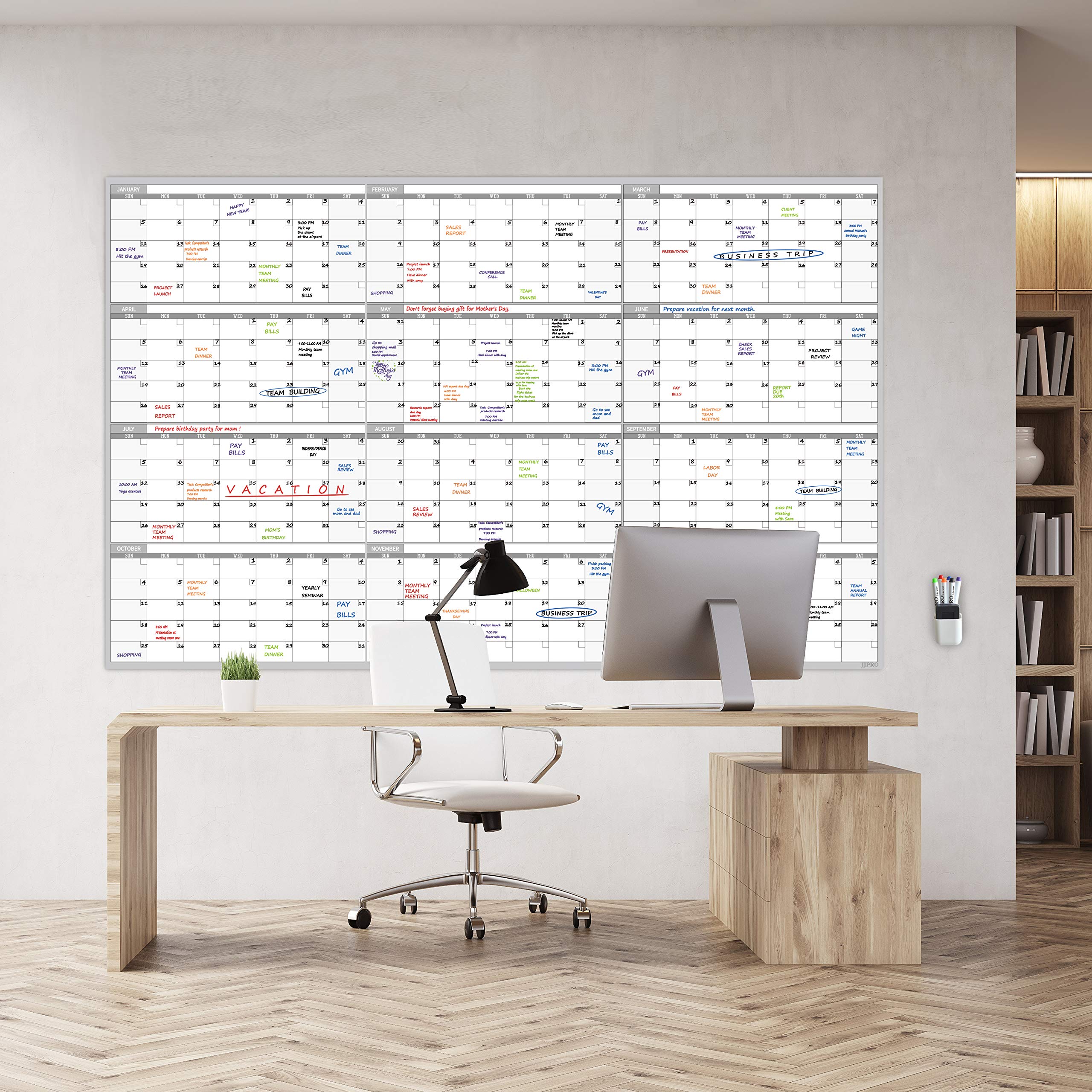 Large Dry Erase Wall Calendar - 60β x 38" Undated Blank Yearly Planner - Giant Whiteboard 12 Month Poster - Premium Laminated Calendar for Classroom, Office, Project & Family Schedule