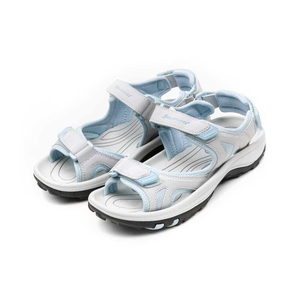 Orlimar womens Open Toe Sandals, Blue/Grey, 8 US