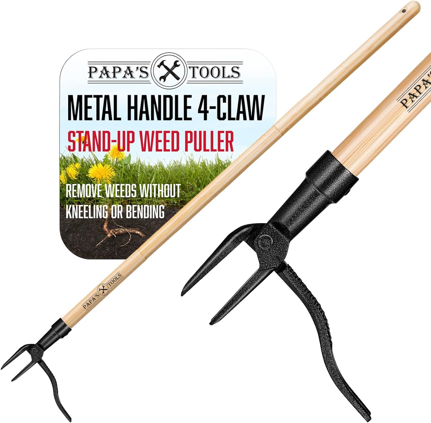 Weeder - Stand Up Weed Puller Tool Made with Wooden Handle