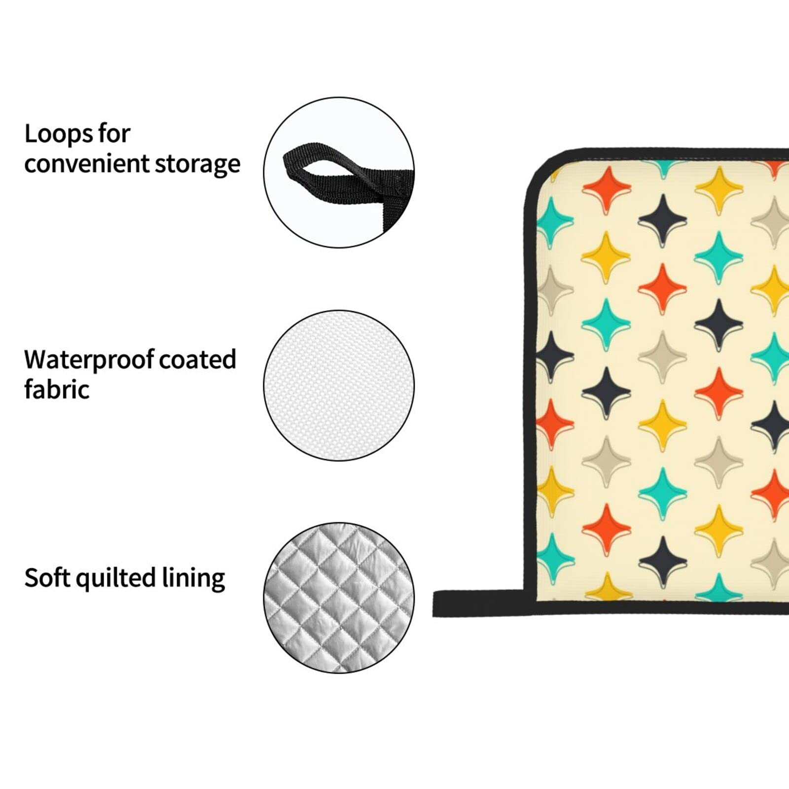 Modern Atomic Stars Retro Colors Oven Mitts and Pot Holders 4pcs Sets,Funny Kitchen High Heat Resistant Oven Mitts,with Oven Gloves and Hot Pads Pot Holders for Baking Cooking BBQ Grilling