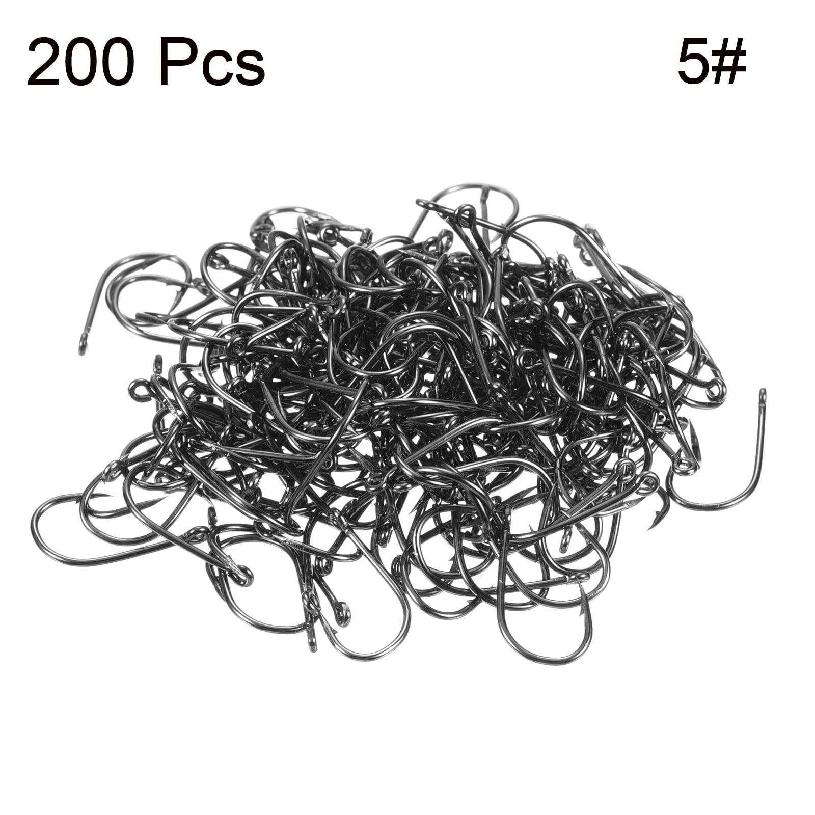 PATIKIL 12# Catfish Hooks, 200 Pack 0.49" Claw Fish Hook Fishing Hook High Carbon Steel J Shaped with Barbs for Freshwater Saltwater, Black