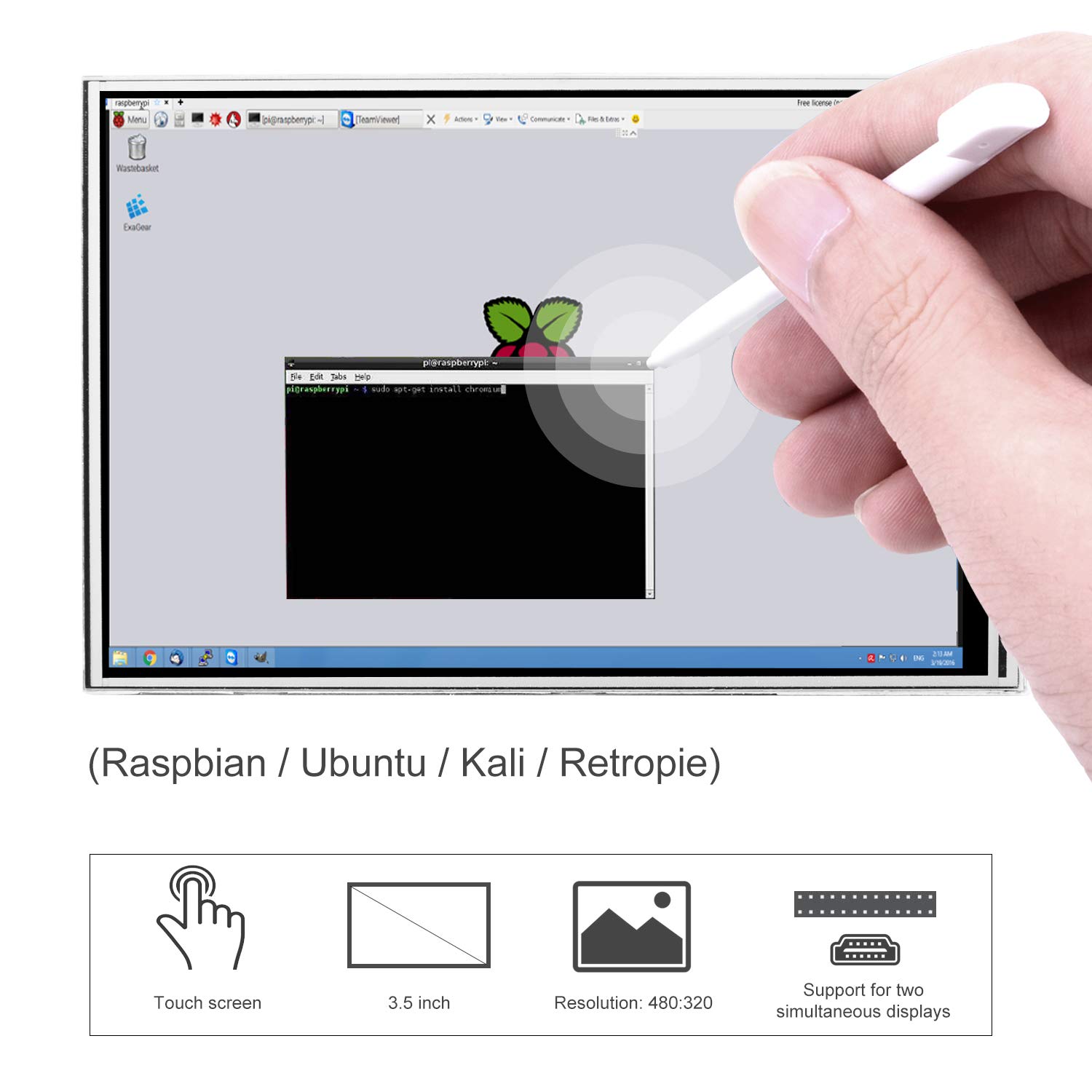 kuman Raspberry Pi 3 B+ 3.5 Inch Touch Screen with Case, 320x480 Pixel Monitor TFT LCD Game Display [Support Raspbian, Ubuntu, RetroPie, Kali]