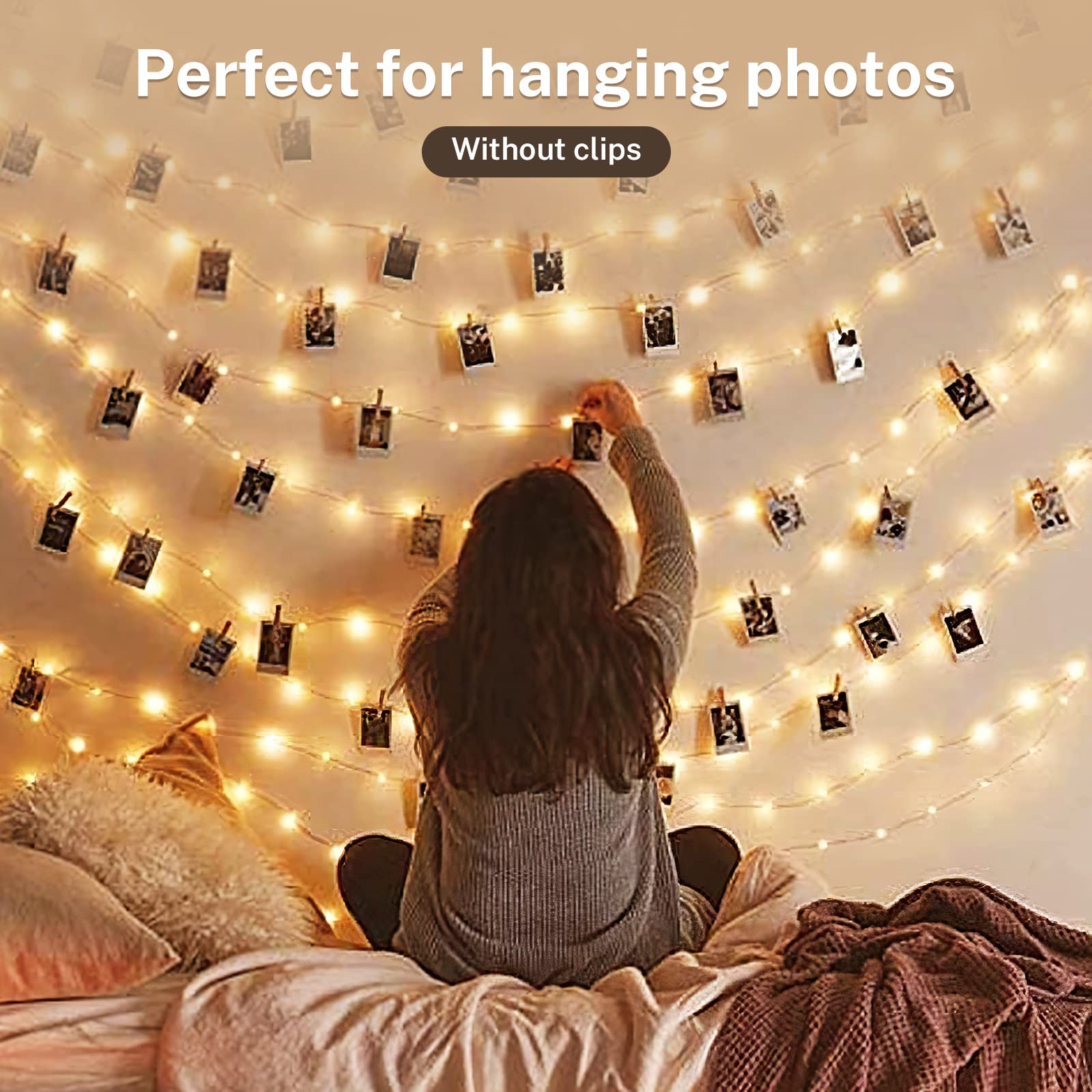 LightsEtc 2 Packs 33 Feet/Pack Fairy Lights Battery Operated, 100 Led Fairy Lights with Remote Timer Control, Waterproof Copper Wire String Twinkle Lights for Bedroom Wedding Indoor Outdoor Decoratio