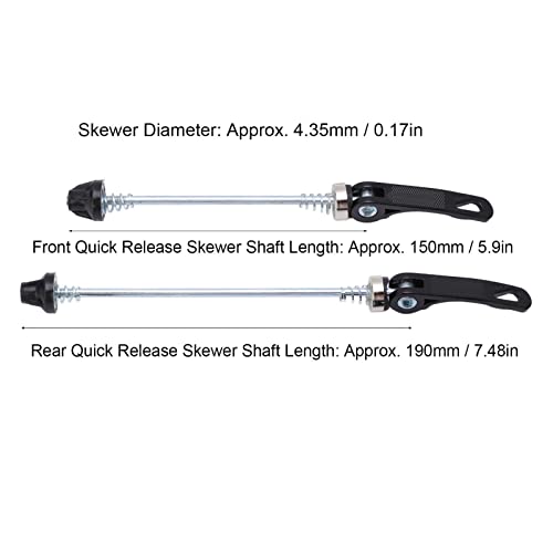 Pwshymi Bike Hub Quick Release Rod, Quick Release Lock Skewers High Temperature Resistance Bicycle Accessories Universal Heavy Duty 1 Pair for Road Bike(Black)