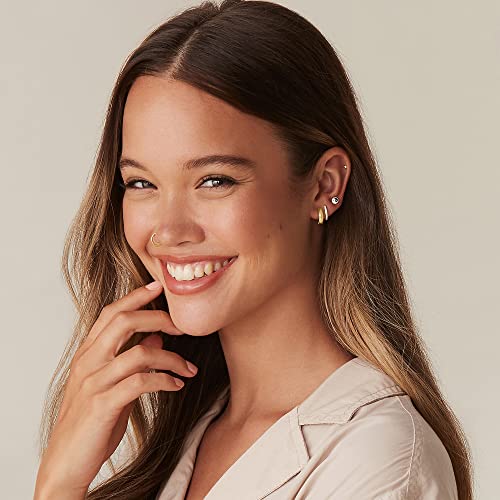 PAVOI 18K Gold Plated 925 Sterling Silver Post Ultra Thick Huggie Earring | Women's Mini Hoop Earrings | Gold Plated Small Hoops (Thick, Yellow Vermeil)