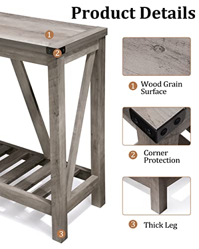 JOINHOM Entryway Table - Wood Console Table with Shelves, Farmhouse Sofa Table for Entryway, Living Room, Hallway