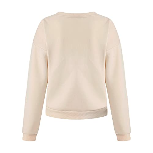 Shirt For Women Trendy Crewneck Loose Shirts Long Sleeve Shirts Blouse Drop Shoulder Pullover Baseball T-Shirt White
