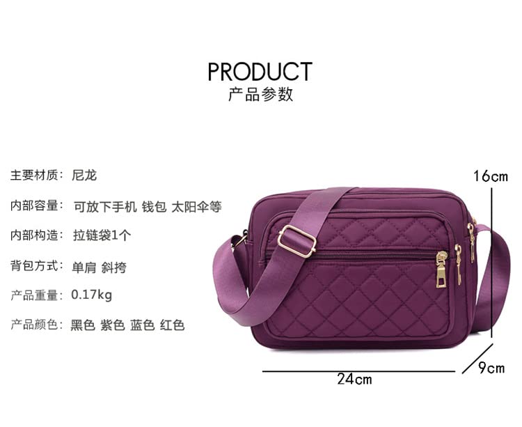 Sluxa Purple shoulder bag for women, Large women crossbody bag,Multi pockets purse pack for women.