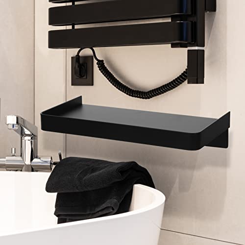 Zerodeko Phone Stand Black Floating Shelves Bathroom Organizer Wall Mounted Bathroom Small Wall Shelves Phone Shelf Makeup Organizer Space Bathroom Shower Shelves Small Shelf