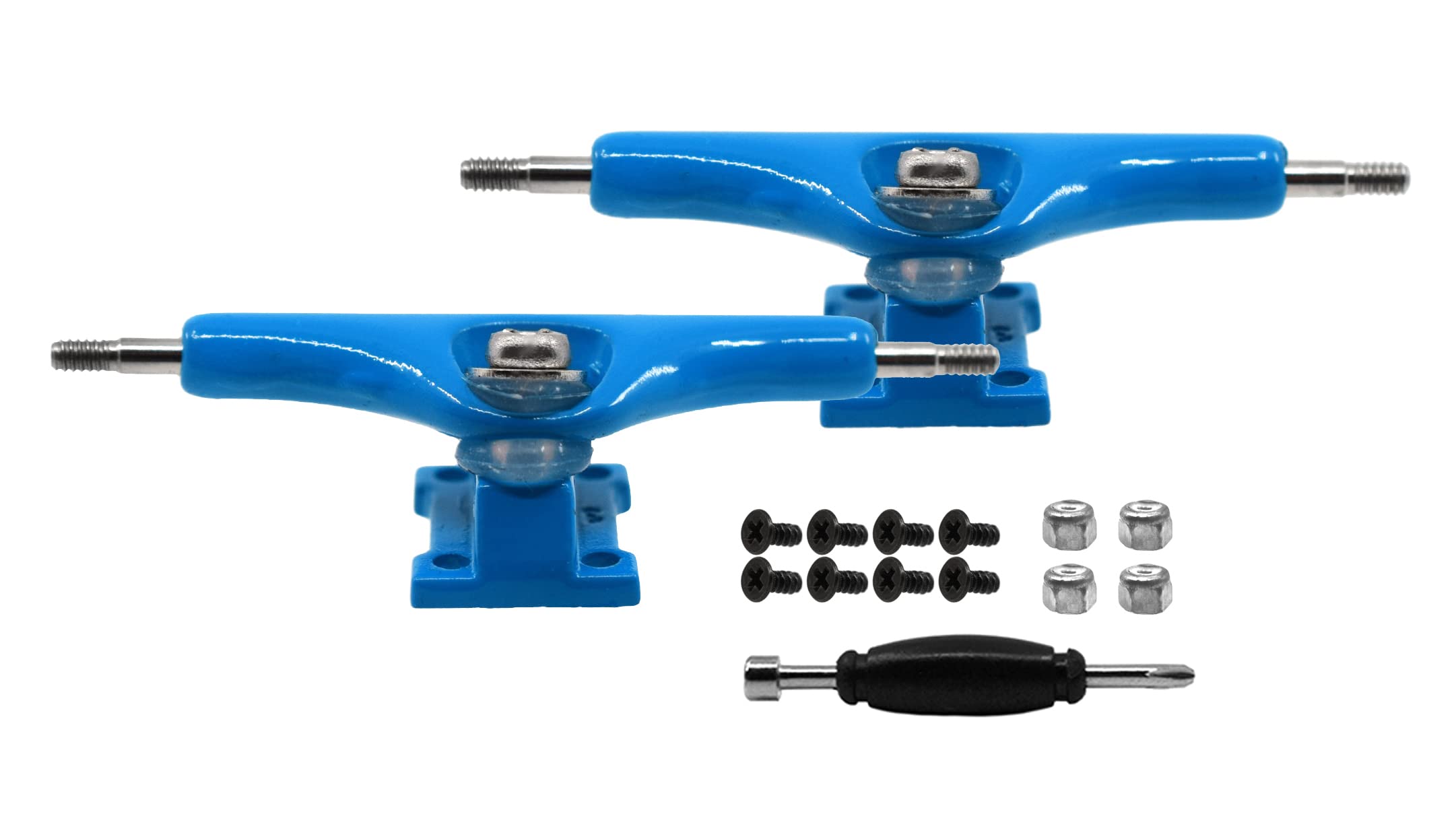 Teak Tuning Prodigy Swerve Fingerboard Trucks, Aqua Blue Colorway - 34mm Wide - Inverted Kingpin - Professional Shape, Appearance & Components