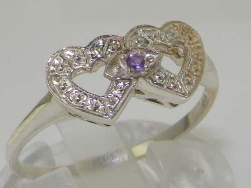 LetsBuyGold 925 Sterling Silver Natural Amethyst Womens Sweetheart Ring - Sizes 4 to 12 Available