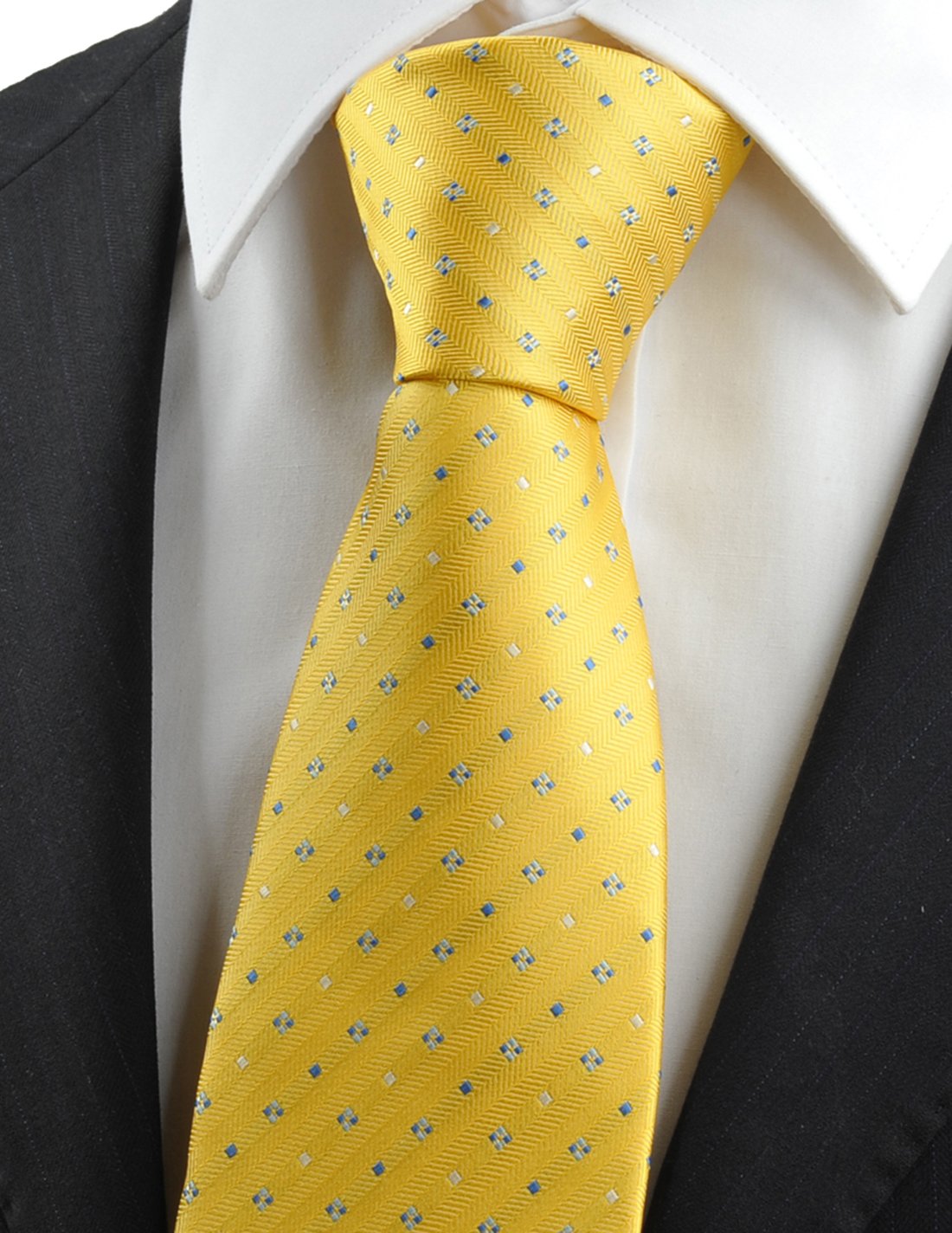 KissTies Ties for Men Gold Yellow Dots Necktie