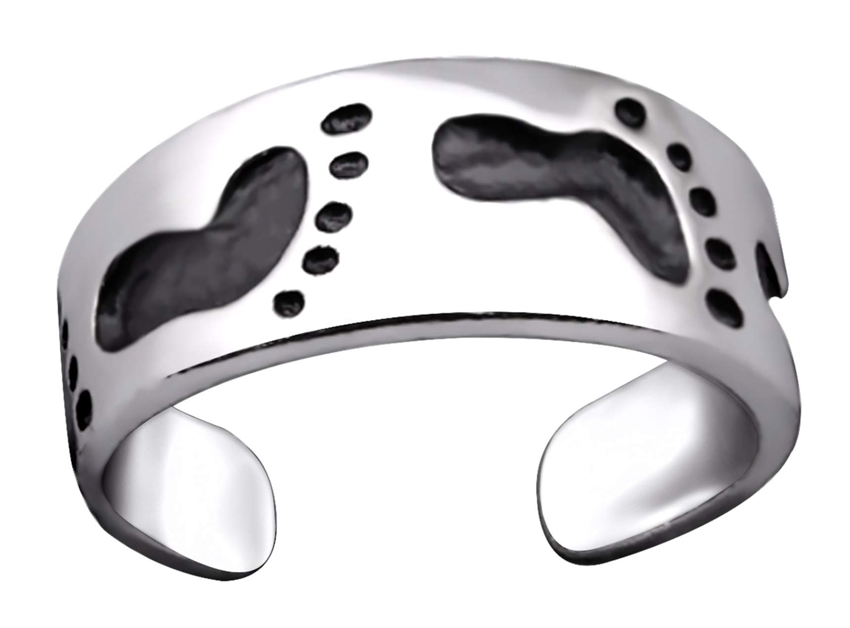 KIWI DAISY Foot Print .925 Sterling Silver Toe Ring (Adjustable)
