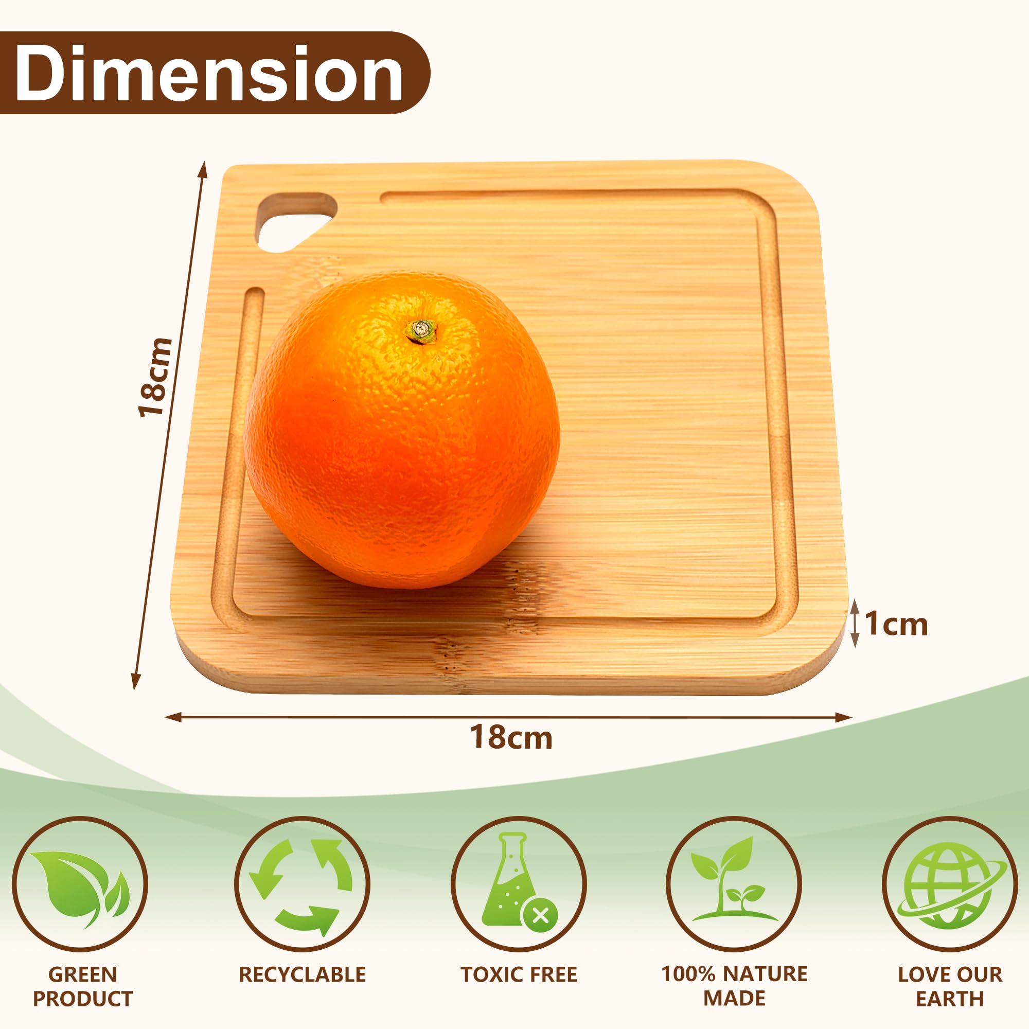 Small Bamboo Wood Cutting Board With GrooveIMini Lightweight Wooden Cutting Board For Baby infant dormitoryISet of 2