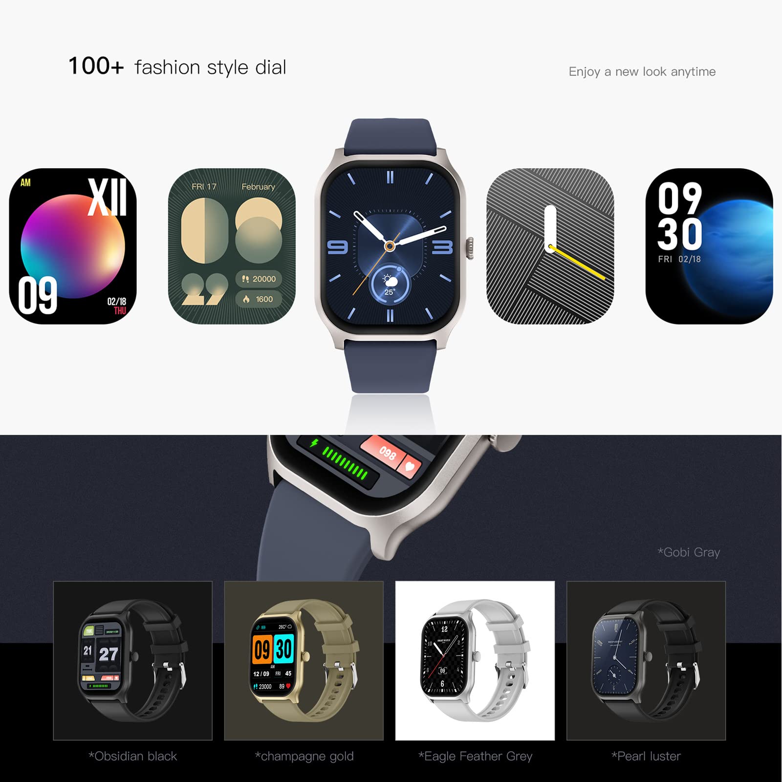 Loluka Smart Watch for Men 2.01" HD Screen Smartwatch Make Phone Calls Message Reminder 100+ Sport Modes Heart Rate Fitness Watch iOS Android Step Calorie Counter Custom Dial