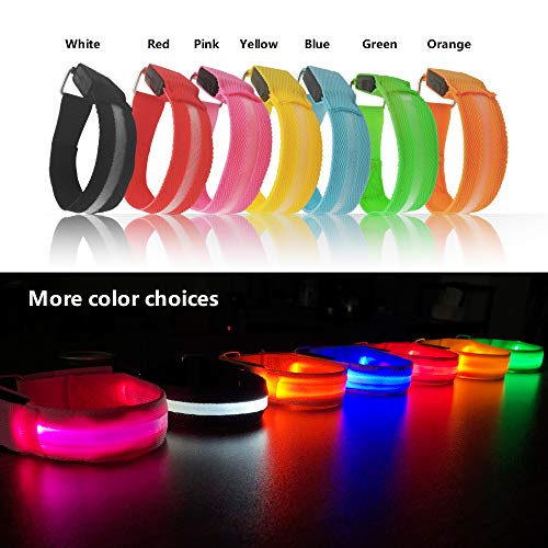 LED Armband for Running Cycling Exercising Glow Light up in Dark Night Running Gear Safety Reflective Sports Event Wristbands with USB Charging Cord (2 Pack Red)