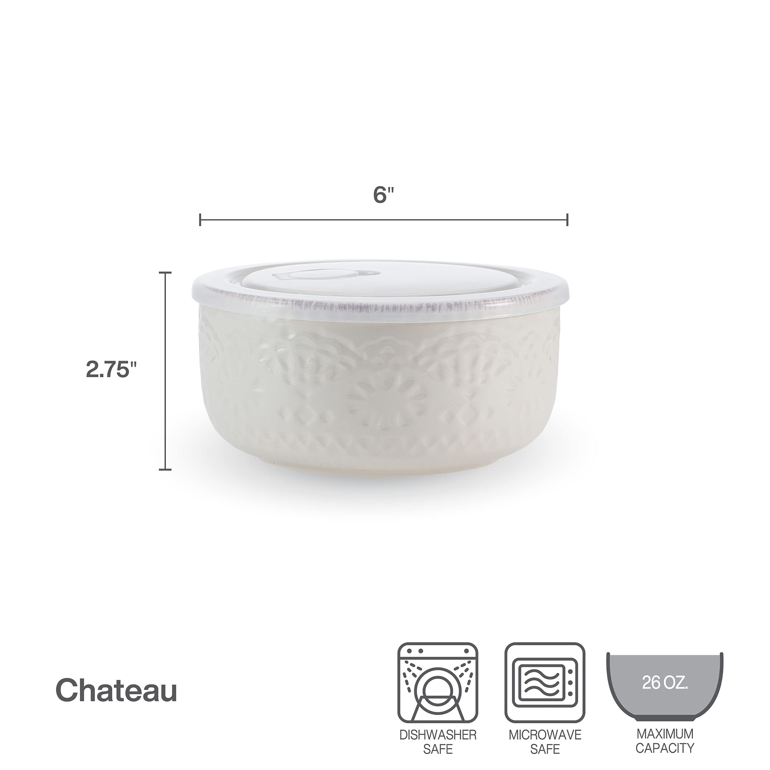 Pfaltzgraff Chateau Storage Bowls, 6 inch, Cream