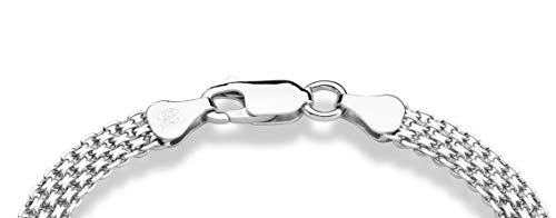 Miabella 925 Sterling Silver Italian 6mm Solid Bismark Mesh Link Chain Bracelet for Women, Made in Italy (Length 7 Inches (Small))