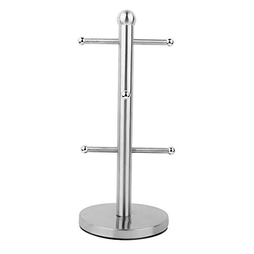 Zerodis Cup Storage Tree, Stainless Steel Cup Holder Stand with Thickened 3 Branches Metal Coffee Cup Storage Rack for Kitchen Countertop 5.9x5.9x14inch