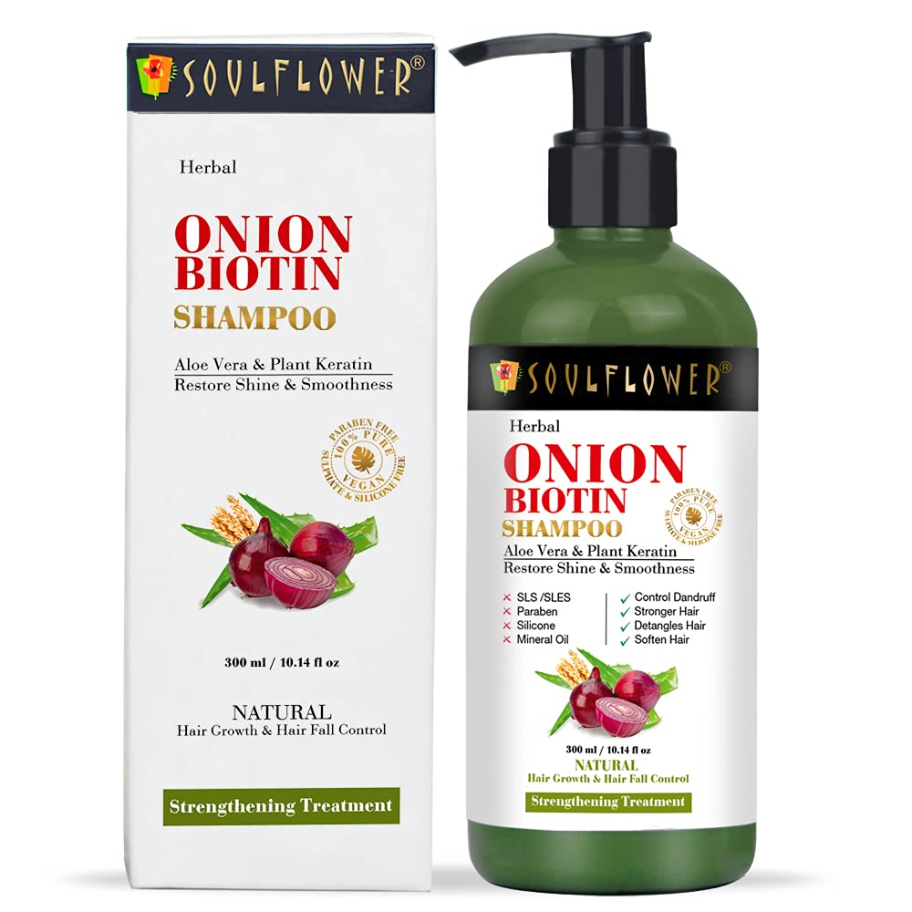 Soulflower Pack of 2 Castor Rosemary Hair Oil and Onion Biotin Shampoo, 500ml