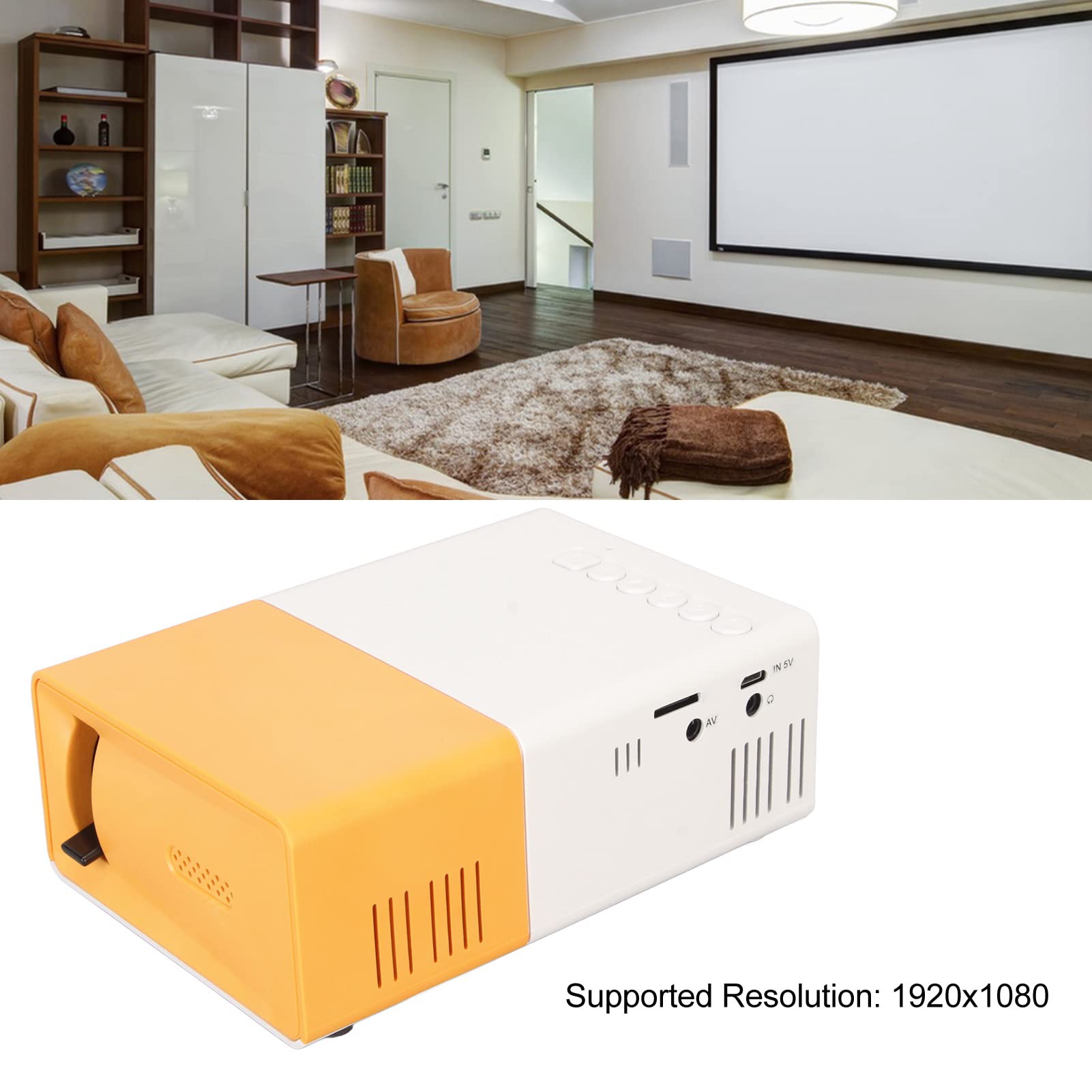 Mini Pocket Projector TFT LCD 1080P 1920x1080 Multimedia Theater Video Movie Projector with AV VGA HDMI USB for Office Home Phone PS4 PS5 TV Box, 24 to 60 Inches Projection