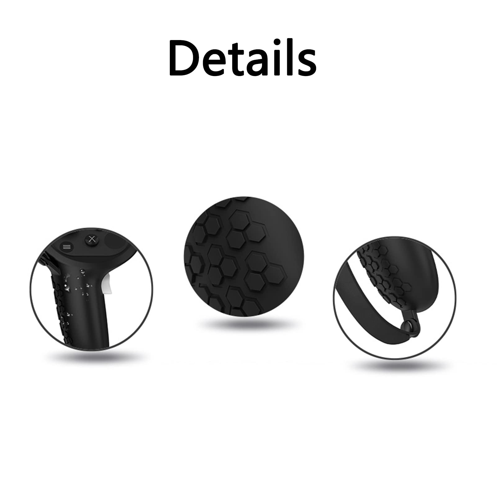 SamFansar Controller Grip Cover Shock Absorption Anti-Drop Sweat-Proof Real Modeling VR Handle Cover for Oculus Quest2 Black