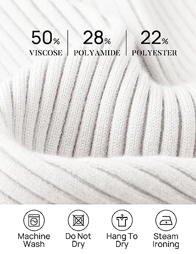 ZESICA Women's 2023 Long Sleeve Square Neck Shirts Fall Clothes Slim Fitted Ribbed Knit Sweater Basic Tee Tops,White,Large