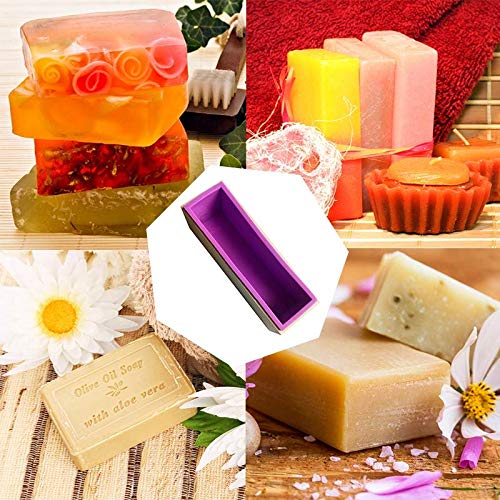 Kyerivs 2pcs Soap molds 42oz,Flexible Rectangular Silicone Soap Molds Kit with Wood Boxes, 100pcs 6×6 inch Shrink Wrap Bags, Stainless Steel Wavy and Straight Scraper for Soap Making