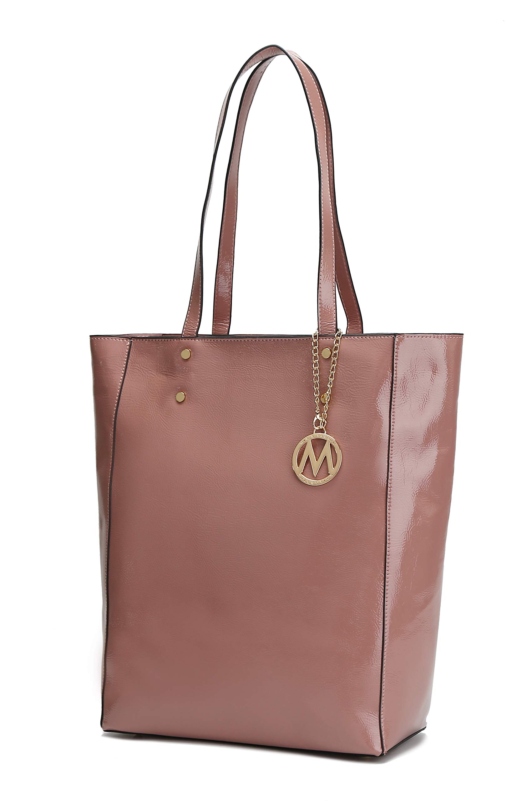 Mia K Collection Tote Shoulder Bag for Women: PU Leather Handbag, Large Top-Handle Purse, Ladies Pocketbook white Alabaster