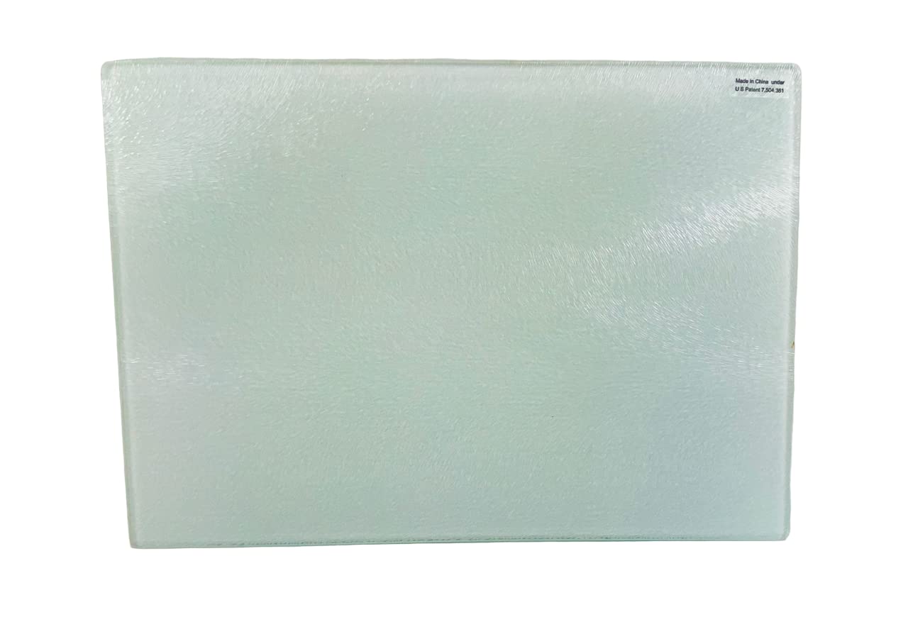 Rectangle Glass Tempered Cutting Board for Kitchen Dishwasher Safe, Rectangle Chopping Board with Rubber Feet, Small Frosted Countertop Tray 39cm x 28.5cm