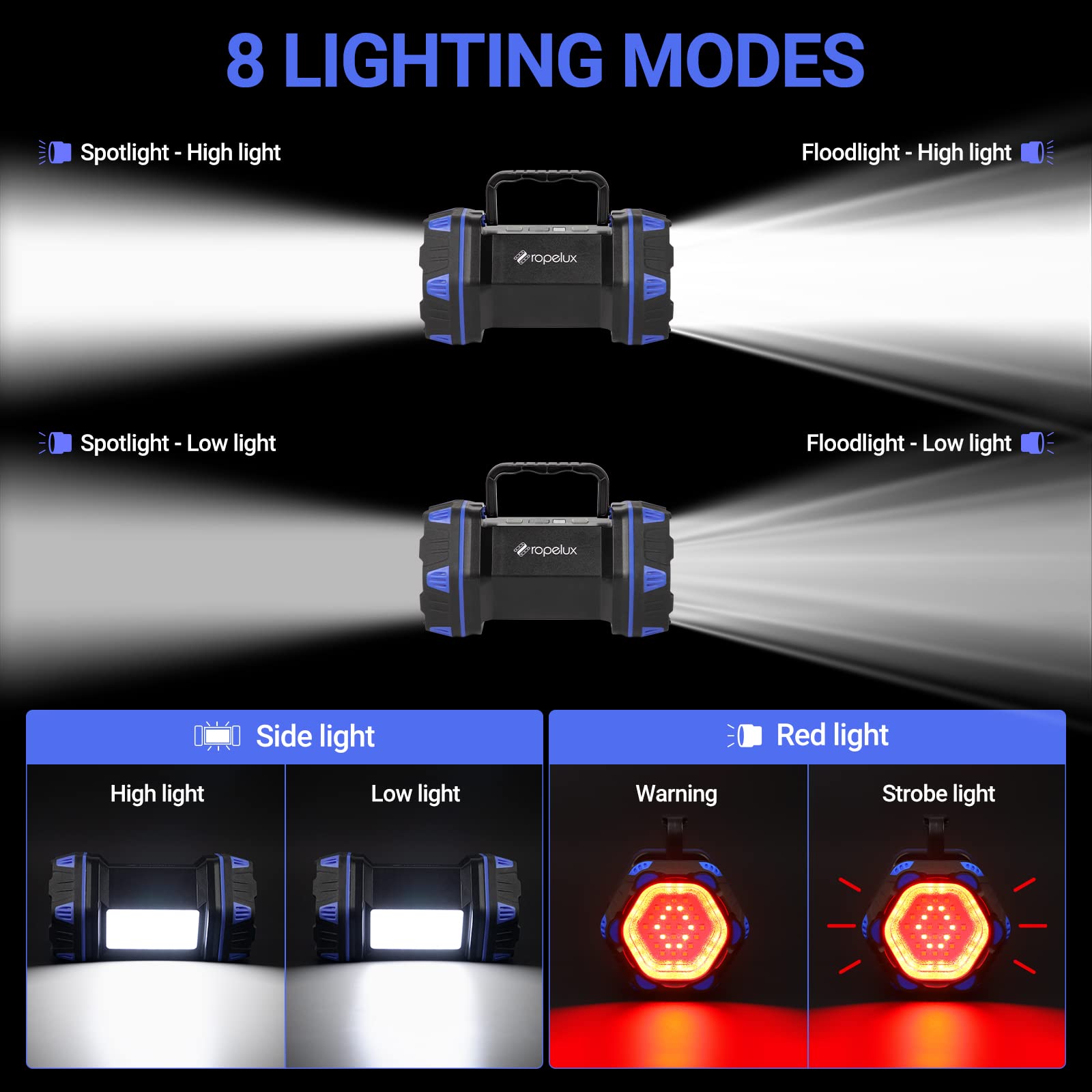 Led Camping Lantern Rechargeable, Camping Flashlight 1500LM, 8 Light Modes, Camping Lights 4800 Capacity USB Power Bank, Portable Bright Flash Light for Emergencies, Power Outages, Hurricane, Hiking